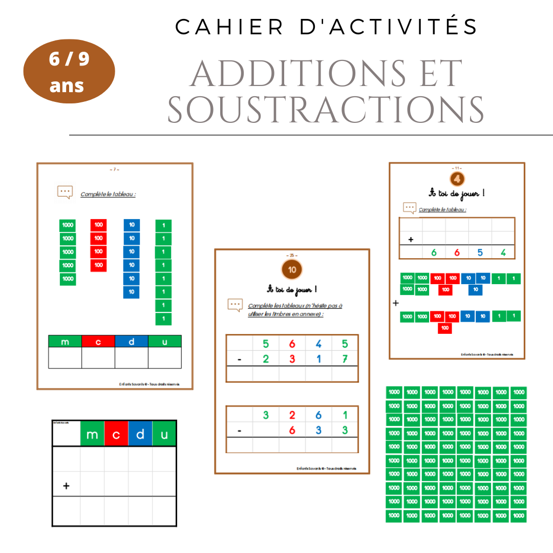 Opération - Les additions et soustractions – Enfants Savants