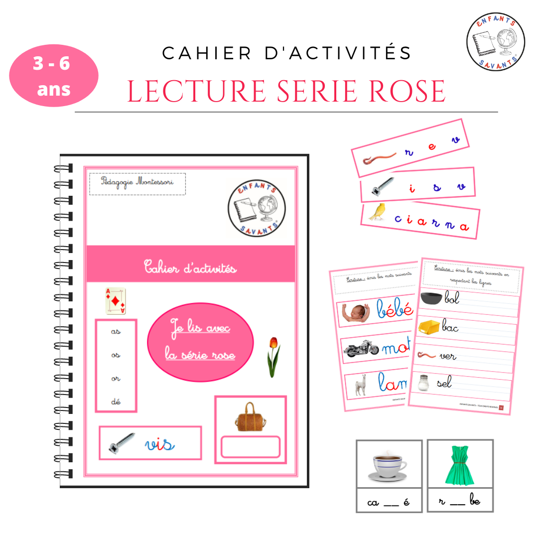 Lecture : cahier série rose Montessori – Enfants Savants